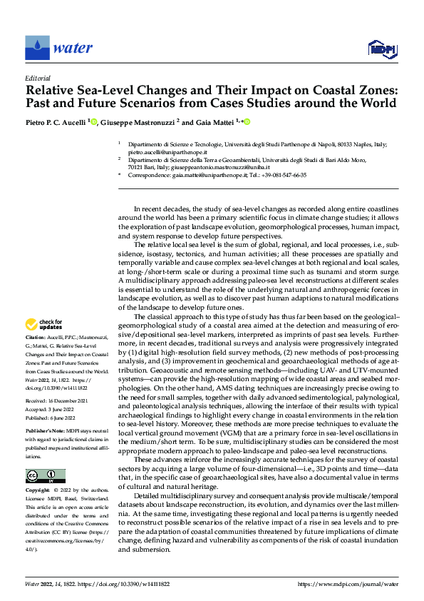 (PDF) Relative Sea-Level Changes and Their Impact on Coastal Zones: Past and Future Scenarios ...