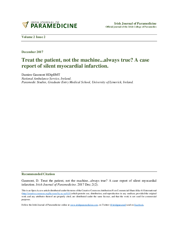 (PDF) Treat the patient, not the machine...always true? A case report ...
