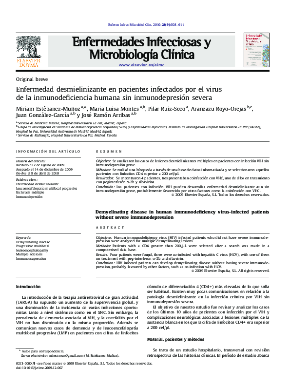 (PDF) Enfermedad desmielinizante en pacientes infectados por el virus ...