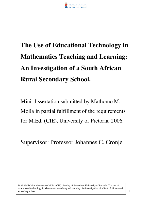 (PDF) The use of educational technology in mathematics teaching and ...