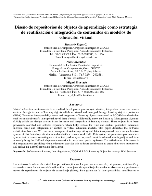 (PDF) Diseño de repositorios de objetos de aprendizaje como estrategia de reutilización e ...