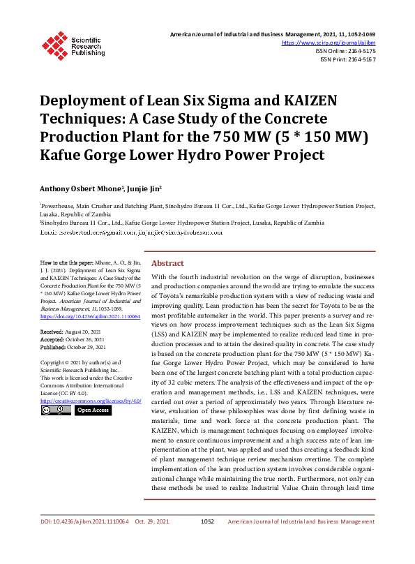 (PDF) Deployment of Lean Six Sigma and KAIZEN Techniques: A Case Study of the Concrete ...