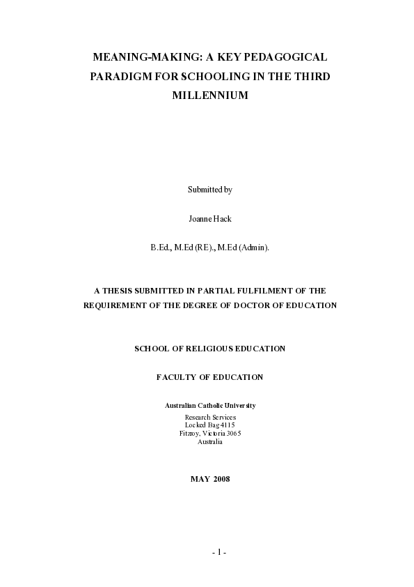 (PDF) Meaning-making: A key pedagogical paradigm for schooling in the ...