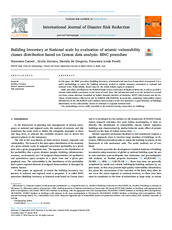 (PDF) Building Inventory at National scale by evaluation of seismic ...