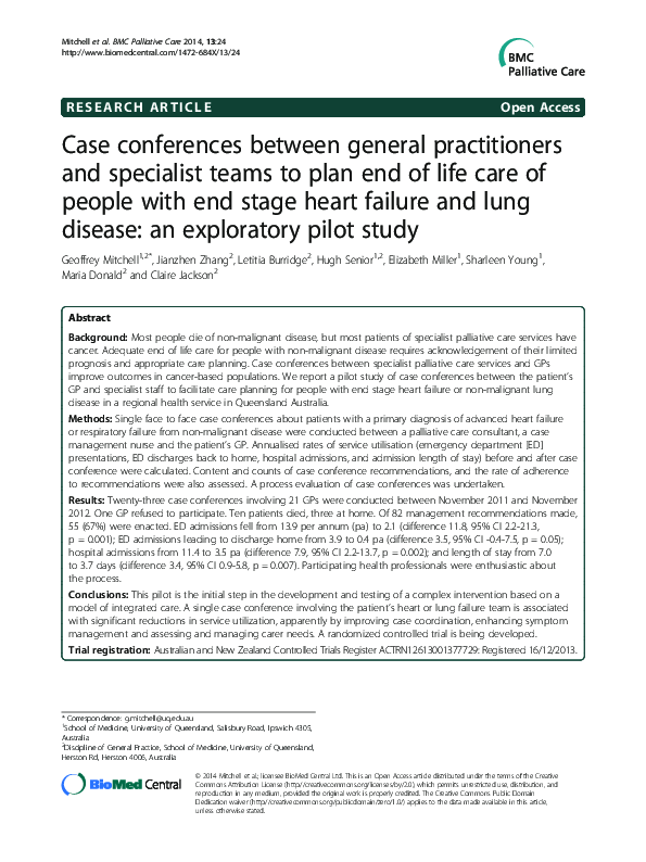 (PDF) Case conferences between general practitioners and specialist ...