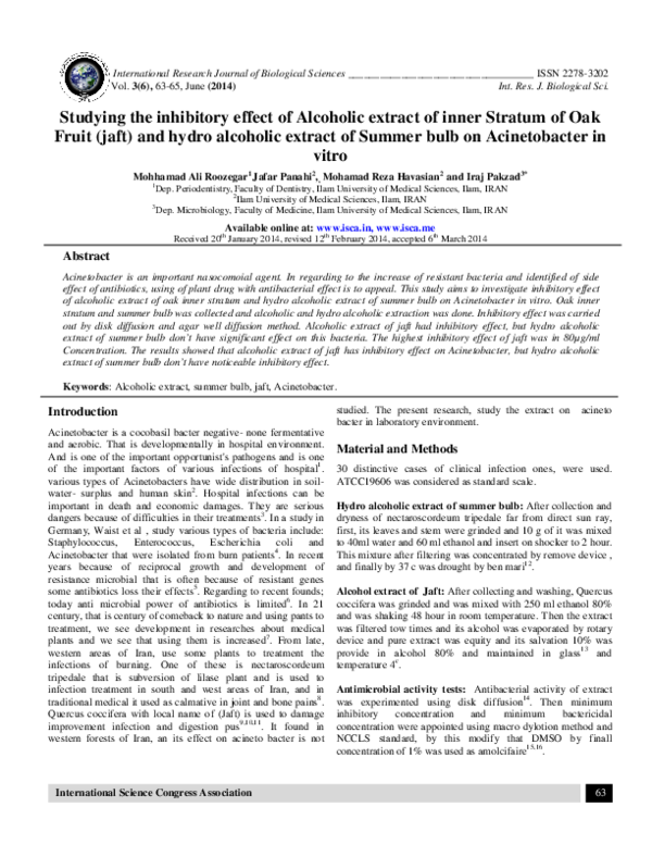 (PDF) Studying the inhibitory effect of Alcoholic extract of inner ...