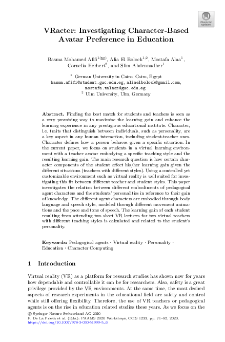 (PDF) VRacter: Investigating Character-Based Avatar Preference in ...