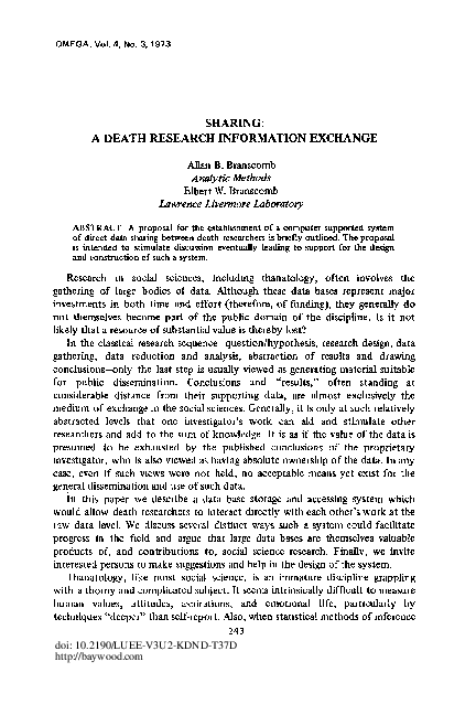 (PDF) Sharing: A Death Research Information Exchange