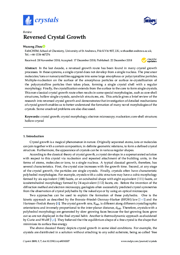 (PDF) Reversed Crystal Growth: Implications for Crystal Engineering