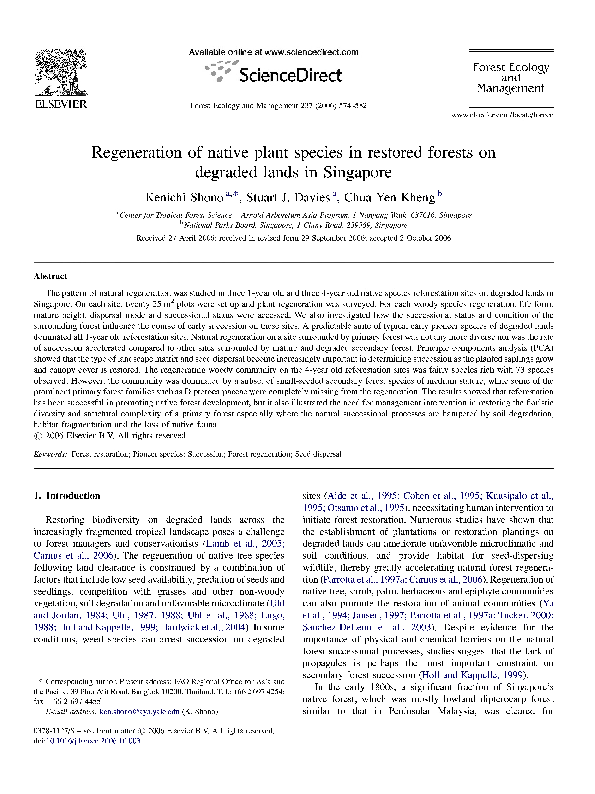 (PDF) Regeneration of native plant species in restored forests on ...