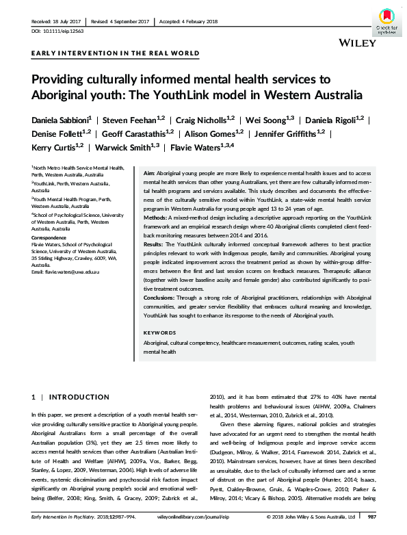 (PDF) Providing culturally informed mental health services to ...