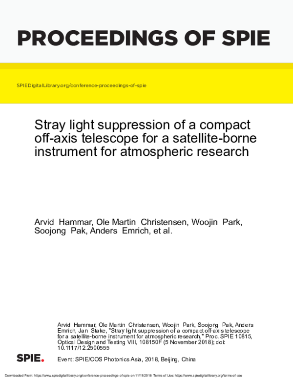 (PDF) Stray light suppression of a compact off-axis telescope for a satellite-borne instrument ...