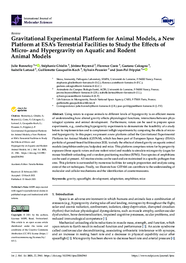 (PDF) Gravitational Experimental Platform for Animal Models, a New ...
