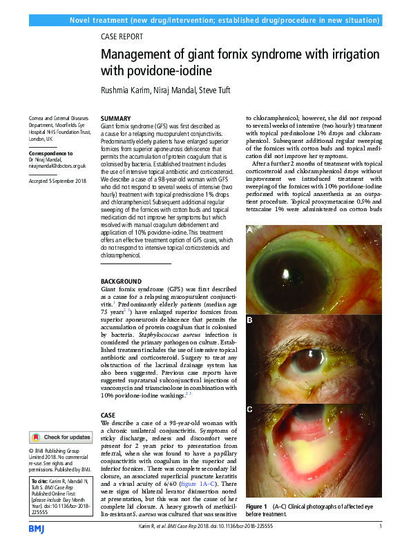 (PDF) Management of giant fornix syndrome with irrigation with povidone ...