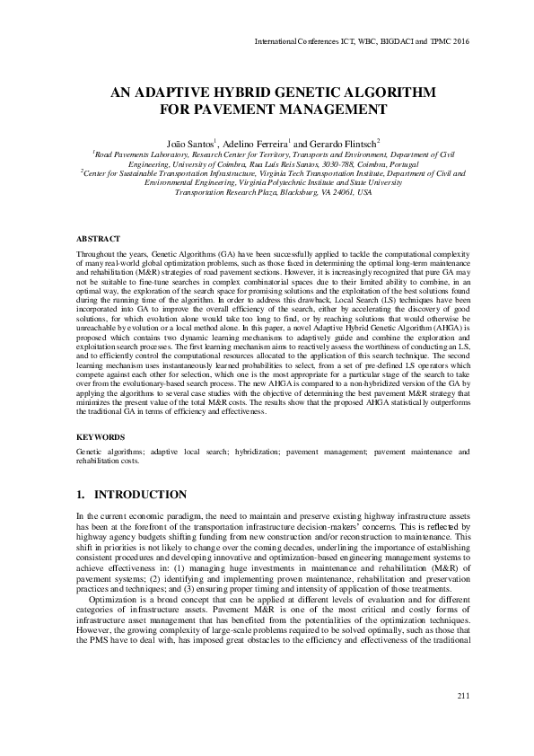 (PDF) An adaptive hybrid genetic algorithm for pavement management