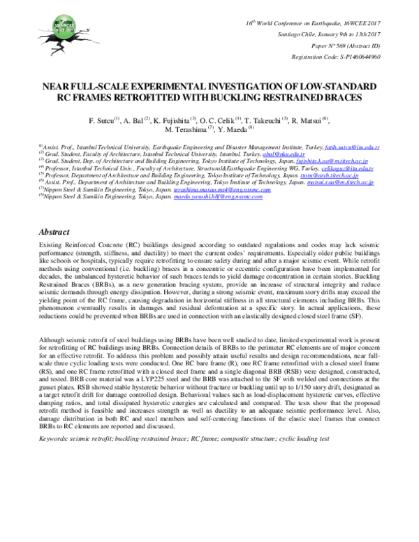 Pdf Near Full Scale Experimental Investigation Of Low Standard Rc Frames Retrofitted With