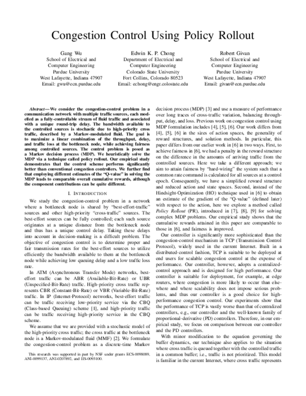 (PDF) Congestion control using policy rollout