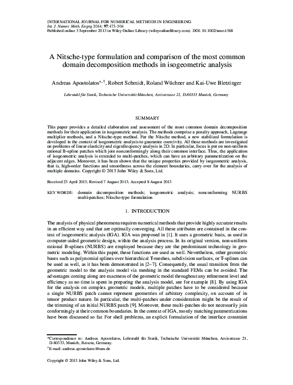 Pdf A Nitsche Type Formulation And Comparison Of The Most Common Domain Decomposition Methods