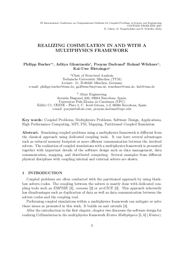 (PDF) Realizing CoSimulation in and with a multiphysics framework