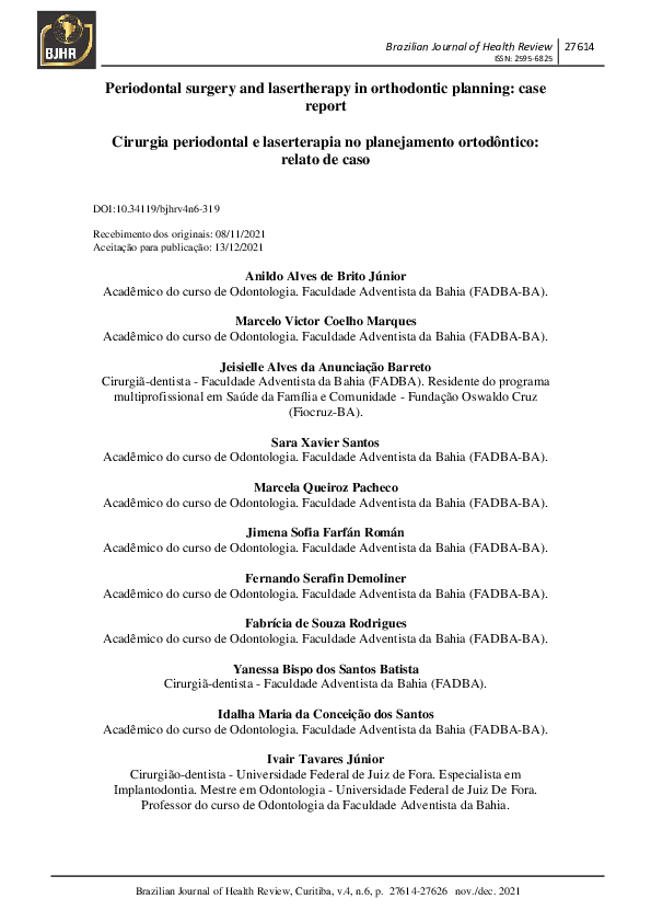 Pdf Periodontal Surgery And Lasertherapy In Orthodontic Planning