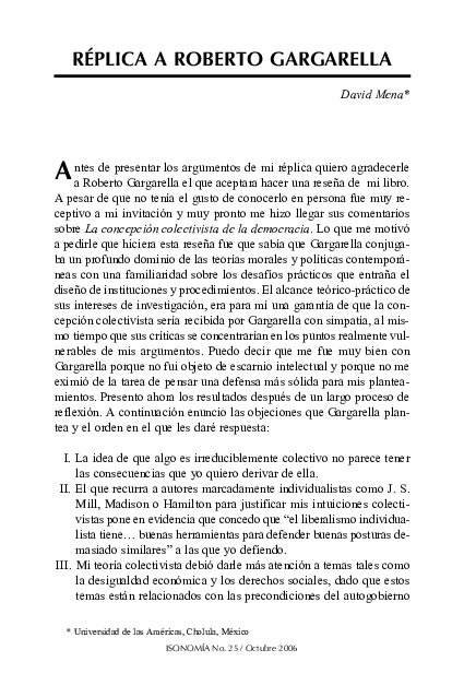 Pdf Réplica A Roberto Gargarella