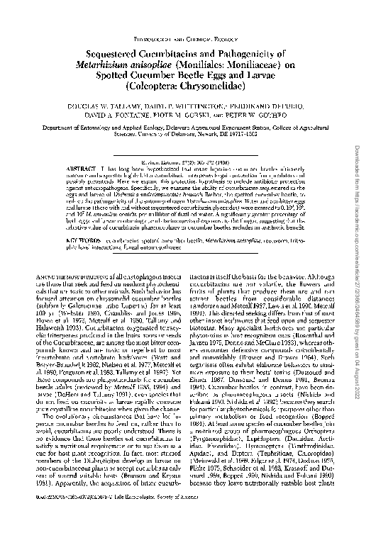 (PDF) Sequestered Cucurbitacins and Pathogenicity of Metarhizium ...