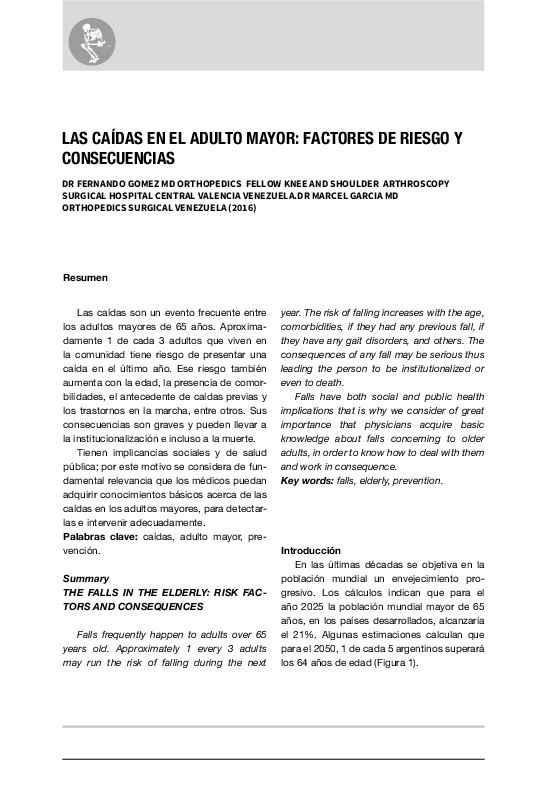 (PDF) LAS CAÍDAS EN EL ADULTO MAYOR: FACTORES DE RIESGO Y CONSECUENCIAS