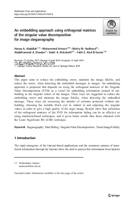 Pdf An Embedding Approach Using Orthogonal Matrices Of The Singular