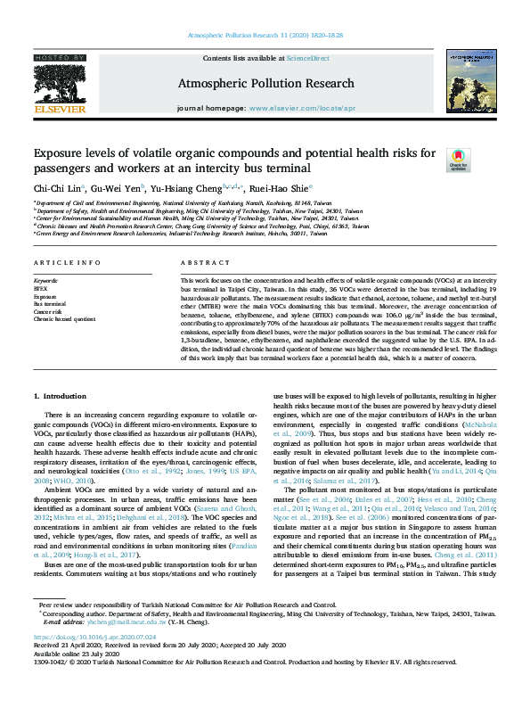 (PDF) Exposure levels of volatile organic compounds and potential ...