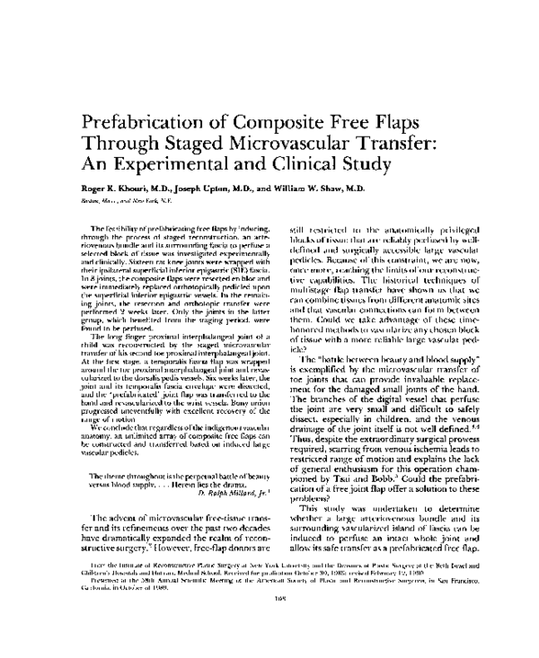 (PDF) Prefabrication of Composite Free Flaps Through Staged ...