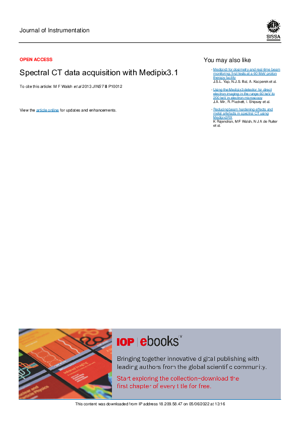 (PDF) Spectral CT data acquisition with Medipix3.1