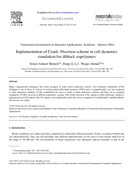 Pdf Implementation Of Cranknicolson Scheme In Cell Dynamics
