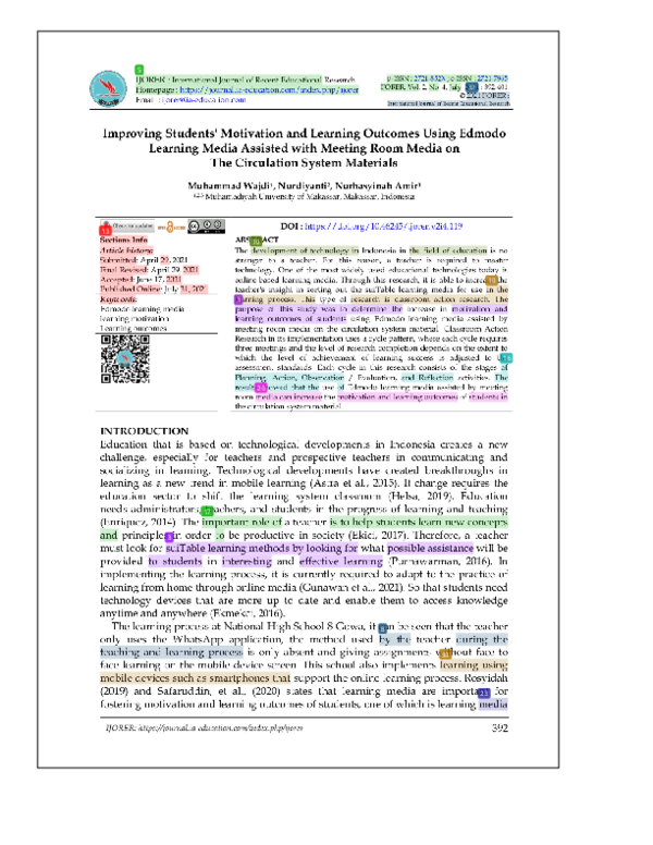 (PDF) Improving Students' Motivation and Learning Outcomes Using Edmodo Learning Media Assisted ...
