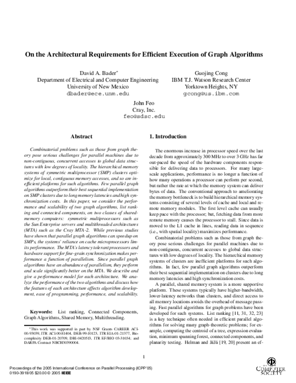 (PDF) On the Architectural Requirements for Efficient Execution of Graph Algorithms