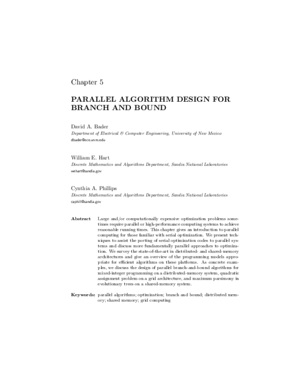 (PDF) PARALLEL ALGORITHM DESIGN FOR BRANCH AND BOUND