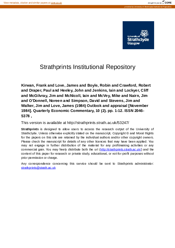 (PDF) Outlook and appraisal [November 1984] | robin boyle - Academia.edu