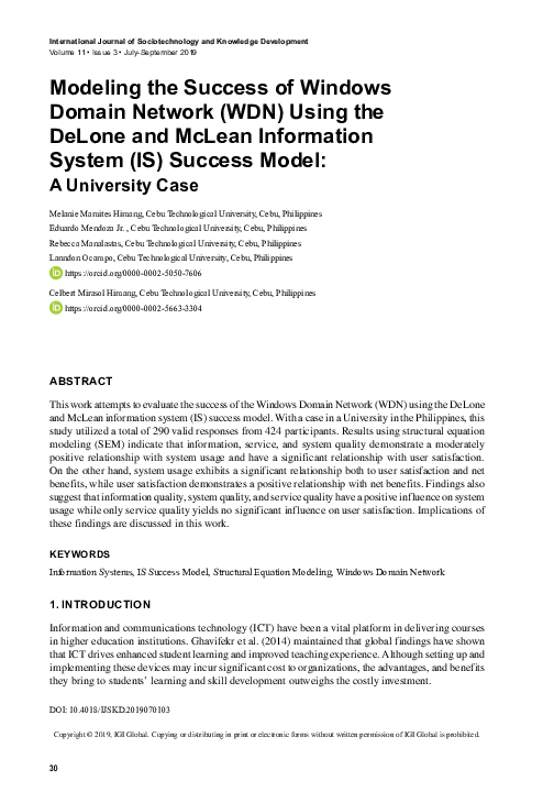 (PDF) Modeling the Success of Windows Domain Network (WDN) Using the ...