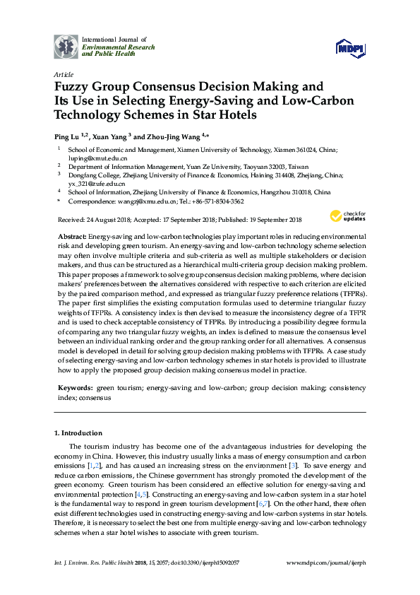 (PDF) Fuzzy Group Consensus Decision Making and Its Use in Selecting Energy-Saving and Low ...