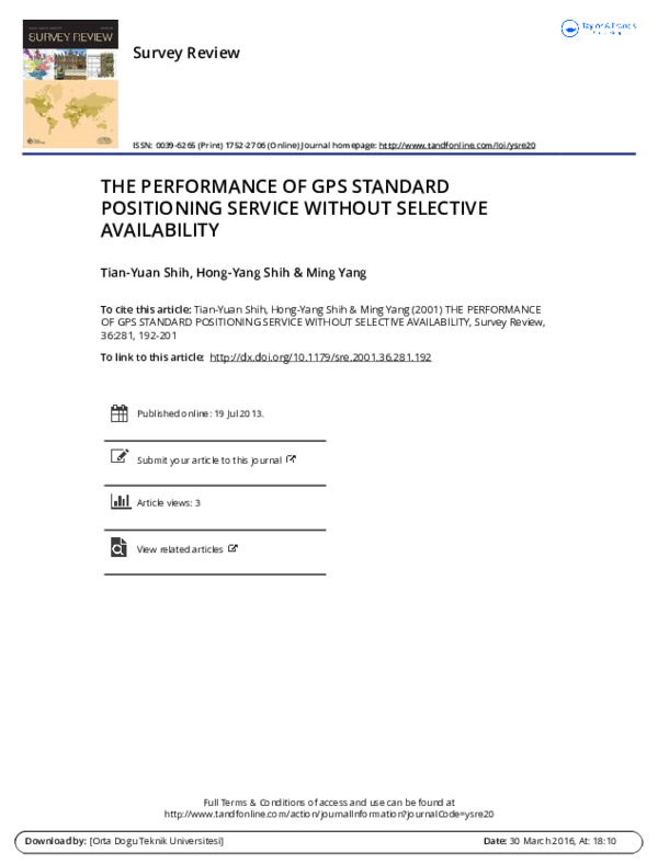(PDF) The Performance of GPS Standard Positioning Service Without ...