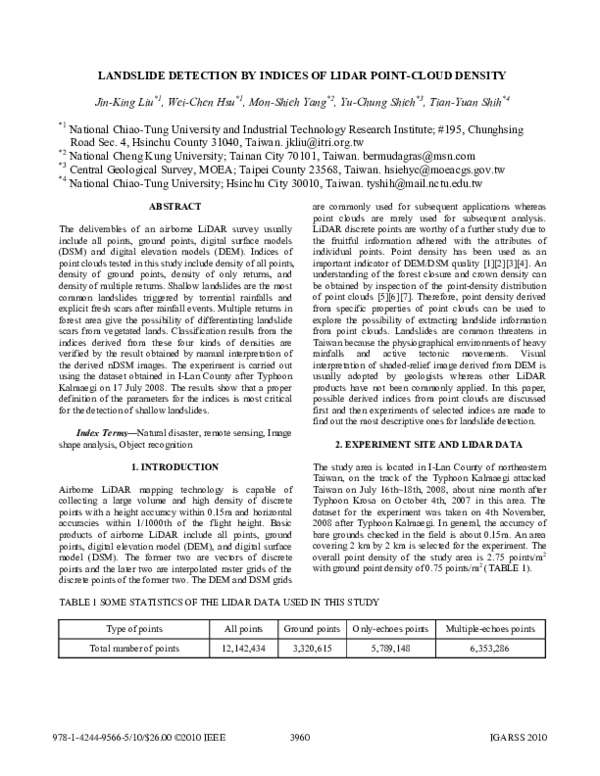 (PDF) Landslide detection by indices of LiDAR point-cloud density