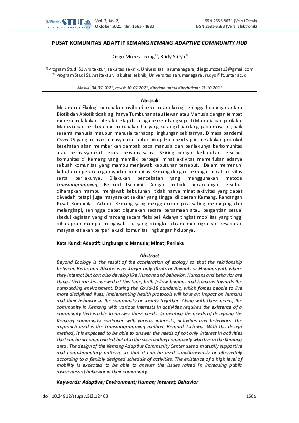 (PDF) Pusat Komunitas Adaptif Kemang Kemang Adaptive Community Hub