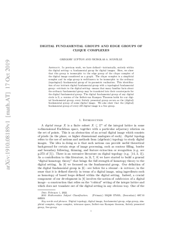 (PDF) Digital fundamental groups and edge groups of clique complexes