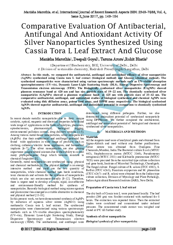 Pdf Comparative Evaluation Of Antibacterial Antifungal And