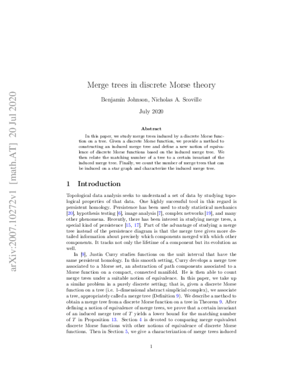 (PDF) Merge trees in discrete Morse theory | Nicholas Scoville ... (PDF) Merge trees in discrete Morse theory | Nicholas Scoville ...
