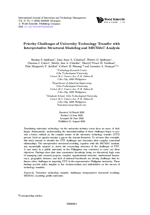 (PDF) Priority Challenges of University Technology Transfer with ...
