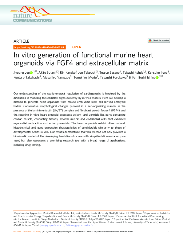 (PDF) In vitro generation of functional murine heart organoids via FGF4 ...