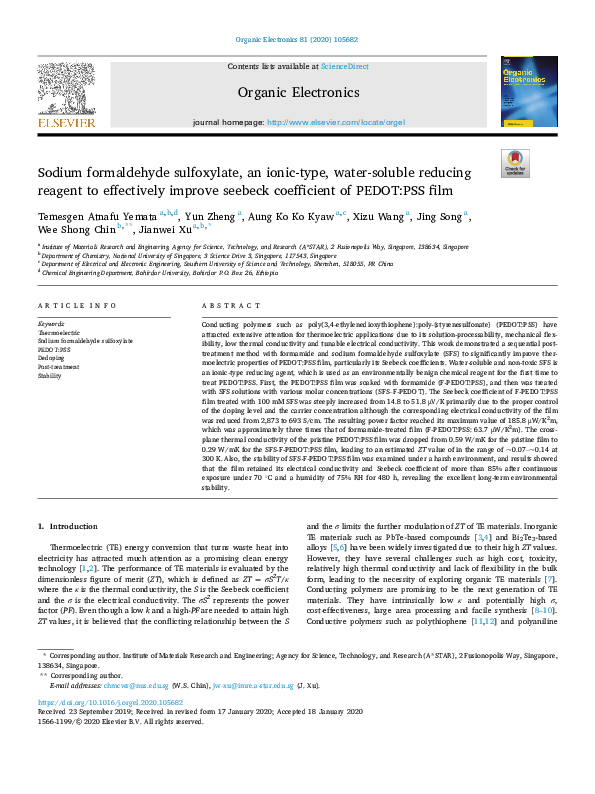 (PDF) Sodium formaldehyde sulfoxylate, an ionic-type, water-soluble ...