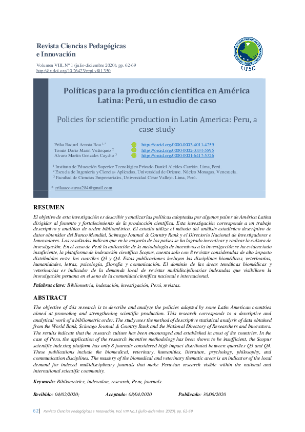 (PDF) Revistas peruanas indexadas en Scopus. Un estudio de caso