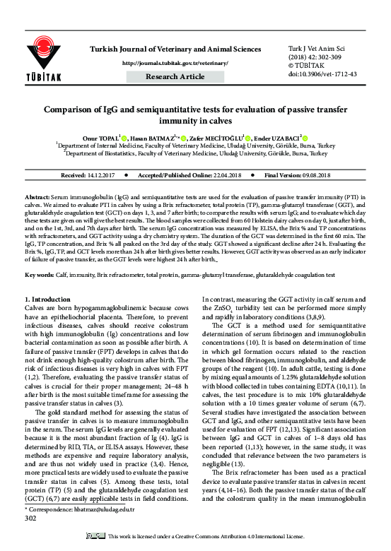 (PDF) Comparison of IgG and semiquantitative tests for evaluation of ...