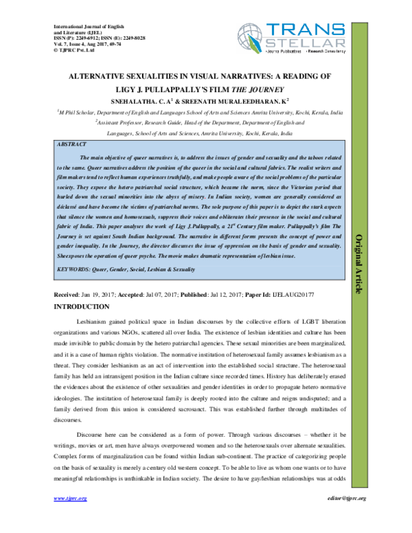 (PDF) Alternative Sexualities in Visual Narratives: A Reading of Ligy J ...